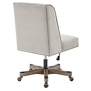 Riverbay Furniture Upholstered Swivel Office Chair in Natural Linen