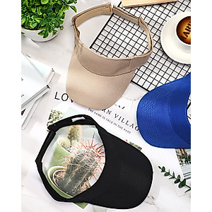 Geyoga 5 Pcs Sports Sun Visor Hats Visor Women Men Golf Visors Hat for Men Adjustable Visor Cap Athletic Visor Hat for Men Women (Black, Royal Blue, Red, Khaki, Yellow)