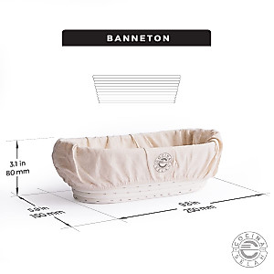 3 in 1 - Premium White Bread Box for Kitchen Counter, Perfect Wedding & Kitchen Decor Gift for Women - 16.1"x 7"x 6.3" Bread Storage Container with Extra Oval Banneton Bread Proofing Basket