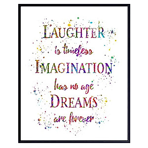 Laughter Inspirational Quote Home Decor - Dreams 8x10 Wall Art Decoration Poster print for Baby, Boy, Girl or Kids Bedroom, Nursery, Office, Living Room - Gift for Fans