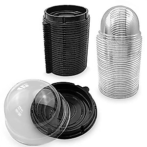 Plastic Containers with Lids Black Cupcake Boxes - 50Pcs Clear Cupcake Stand - Mini Cupcake Container Disposable - Individual Cupcake Container Mooncake Boxes for Christmas Gift 2.8 X 1.8 IN (Dia X H)