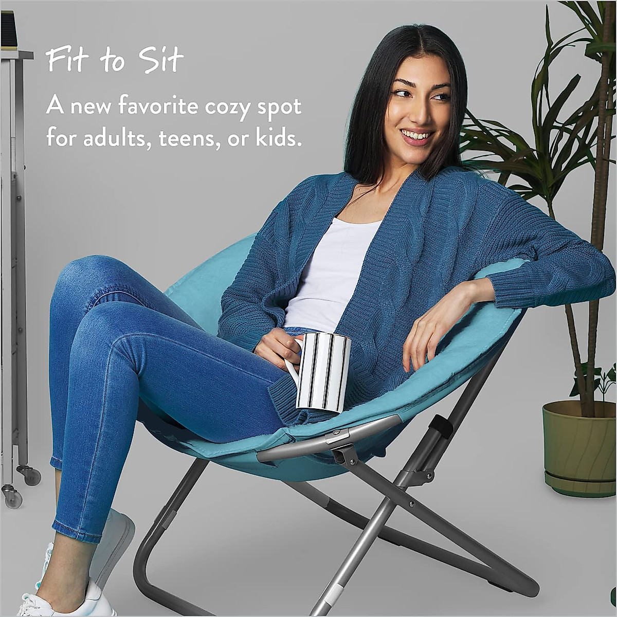 Urban Lifestyle Faux Fur Saucer Chair, Light Blue