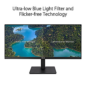 ASUS 34” Ultrawide HDR Gaming Monitor (VP349CGL) - 21:9 UWQHD (3440 x 1440), IPS, 100Hz, 1ms, USB-C w/Power Delivery, FreeSync, Eye Care Plus, VESA Mountable, HDMI, DisplayPort, Height Adjustable