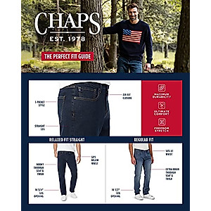 Chaps Men's Jeans - Straight Leg Comfort Stretch Denim Jeans - Regular Slim Fit Jeans for Men, Size 38W x 30L, Armour Wash