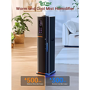 2.64Gal Humidifiers for Bedroom Large Room, Warm and Cool Mist up to 500ft², Top Fill Diffuser Ambient Light, 3 Mist Modes, 24H Timer,35dB Quiet Humidifier for Home Office Plant