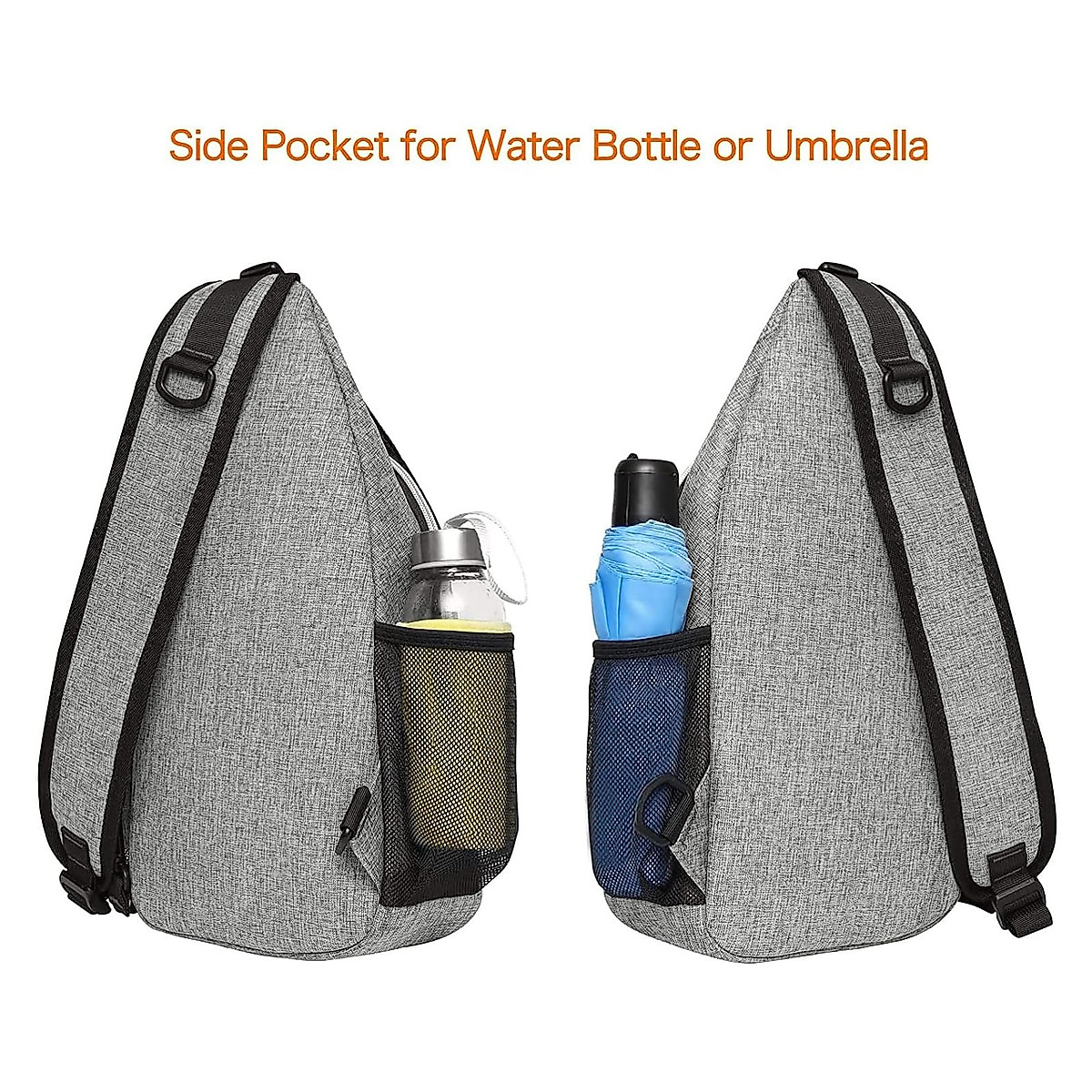 MOSISO Sling Backpack, Multipurpose Crossbody Shoulder Bag Travel Hiking Daypack, Gray, Medium