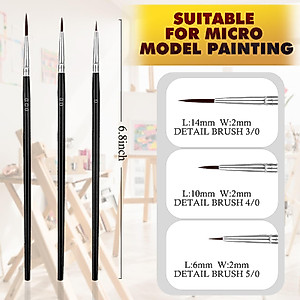 Anezus Tiny Detail Paint Brushes 30 Pcs Fine Paint Brushes Set with 3 Size #0#00#000 Liner brush for Miniature 40k Model Crafts Watercolor Acrylics Oil
