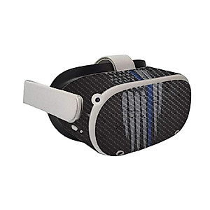 MightySkins Carbon Fiber Skin Compatible with Oculus Quest 2 - Thin Blue Line | Protective, Durable Textured Carbon Fiber Finish | Easy to Apply | Made in The USA (CF-OCQU2-Thin Blue Line)