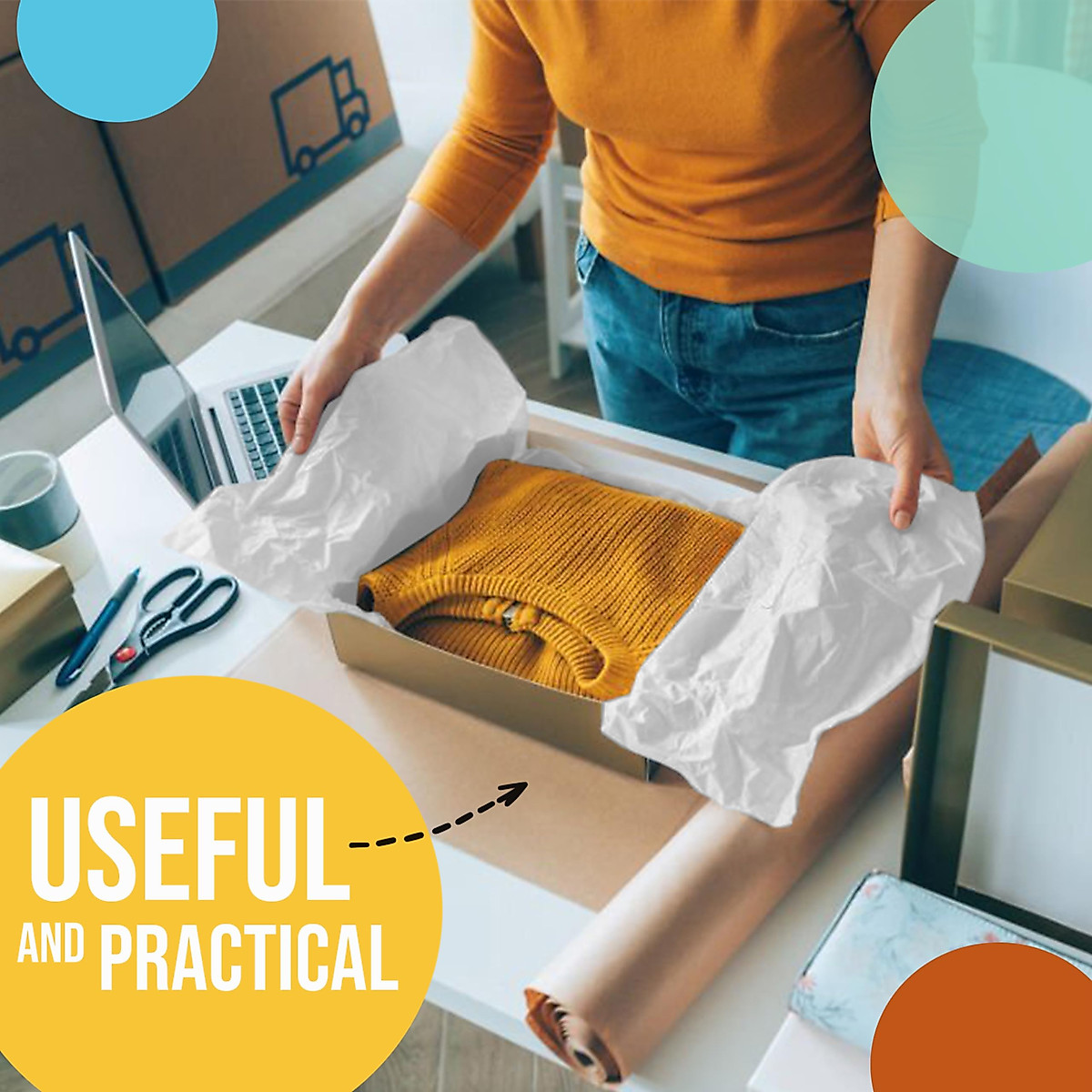 480 Sheets Bulk Black Tissue Paper - 20" x 30" Packing Paper Sheets for Moving - 10lb Wrapping Paper - Newsprint Paper for Packing, Gift Wrapping, Moving Supplies & Protecting Items Crown Display