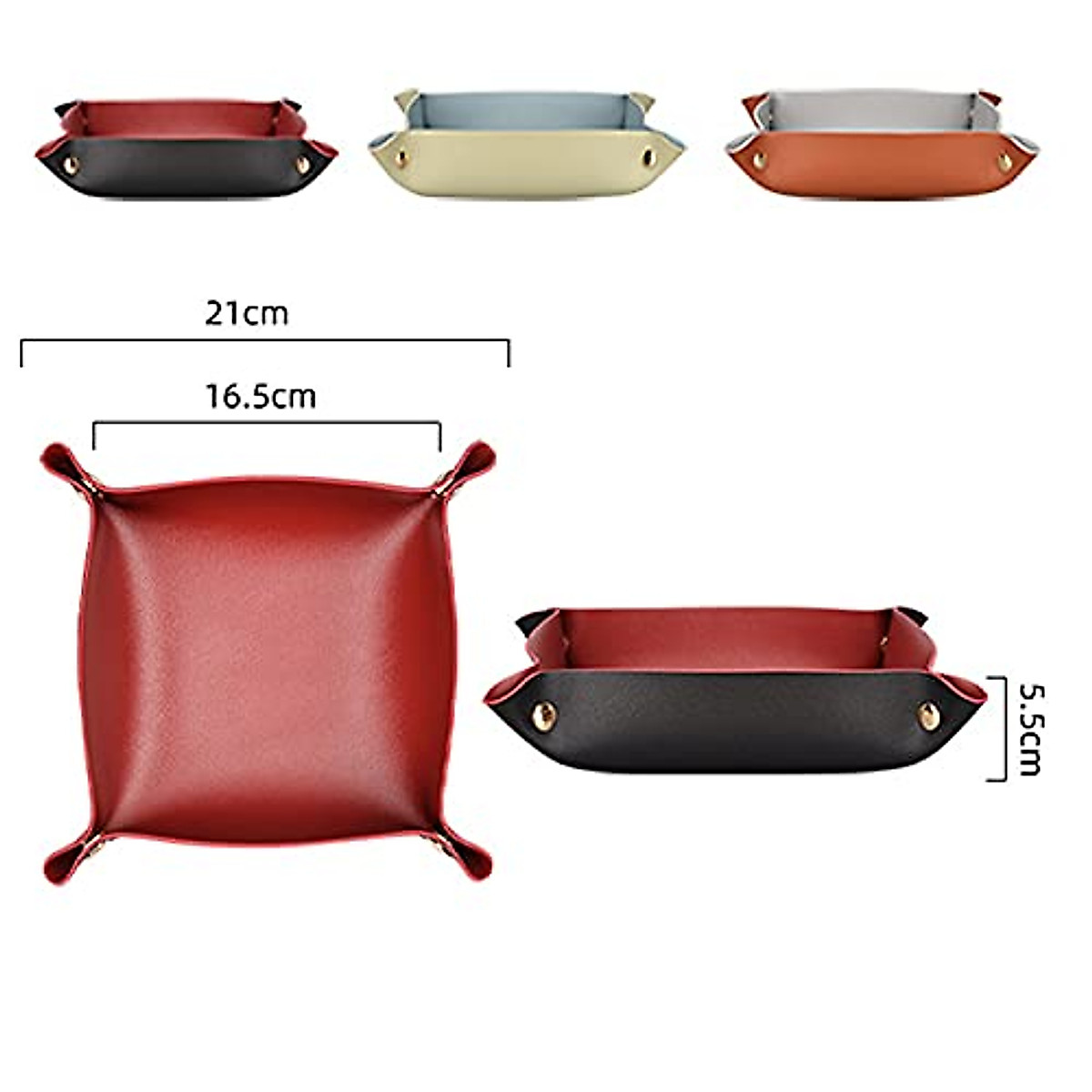 YunQin Leather Jewelry Tray Watch Coin Change Key Phone Catchall Valet Tray for Storage Nightstand Organizer Leather USB-Mouse pad, Easy to Clean Coffee Cup pad (Black)