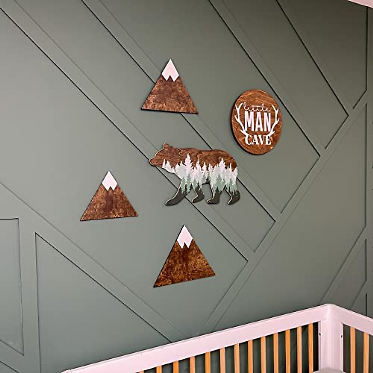 Little Man Cave, 12" Wood Wall Sign for Nursery, Bedroom, Living Room, Rustic Home Decor, Crib Decorations, Woodland Aesthetic, Gift for Newborn Boys, New Mom, Handmade, Hickory Hollow Designs