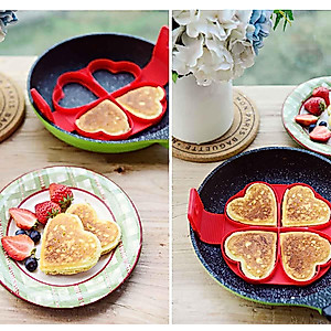 Flip N Cook Silicone Pancake Mold, Flip and Cook Pancake Maker, Flip and Cook Silicone Pancake Maker, Flip'n'cook Silicone Pancake Mold. (2pcs-round+heart)