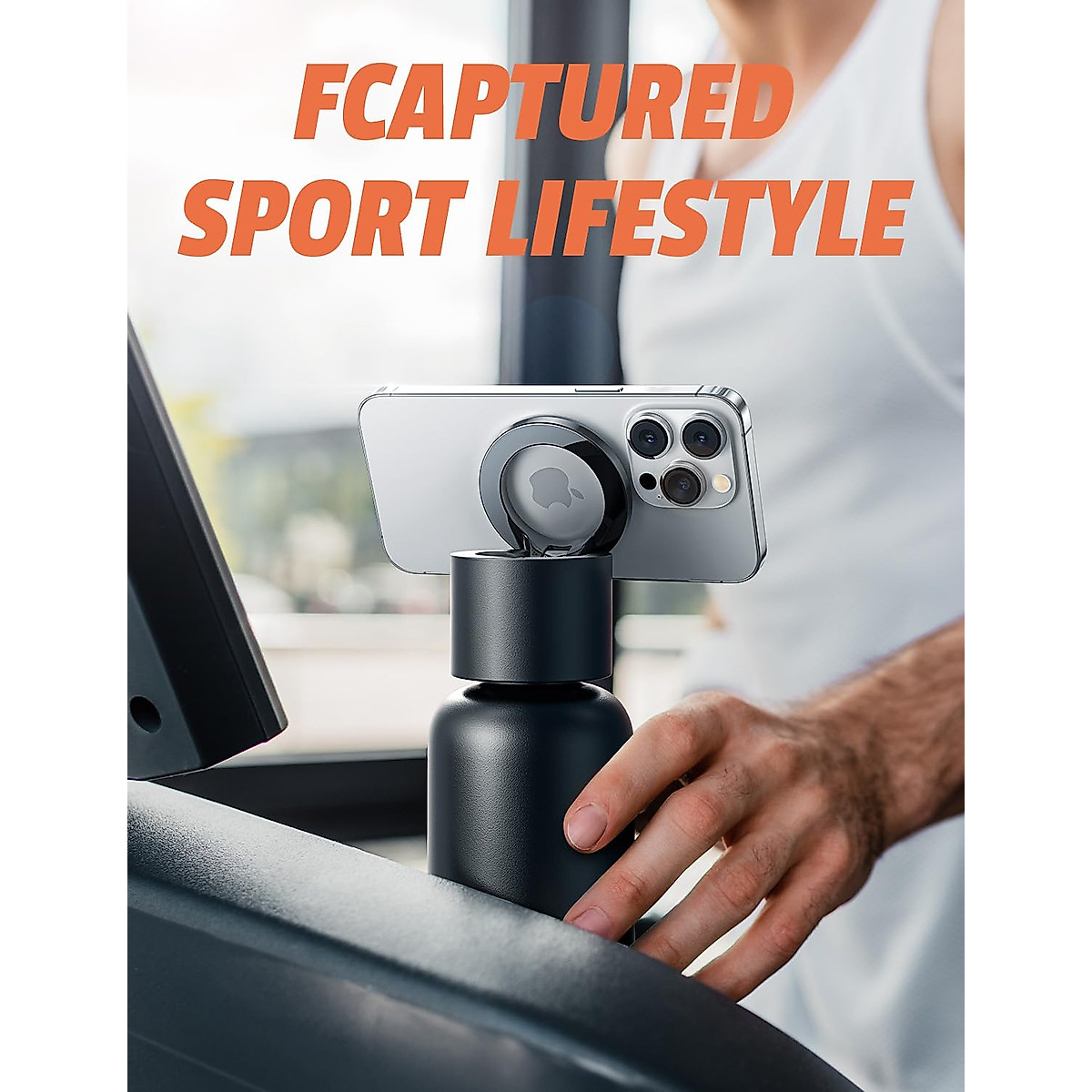 AINOPE Travel Water Bottle for the Coldest Water Bottle with Handle, 24oz Smart Water Bottle Stainless Steel for Magsafe, Metal Cup Phone Holder Sports Gym Work Leak Proof BPA-free Adjustable Angles