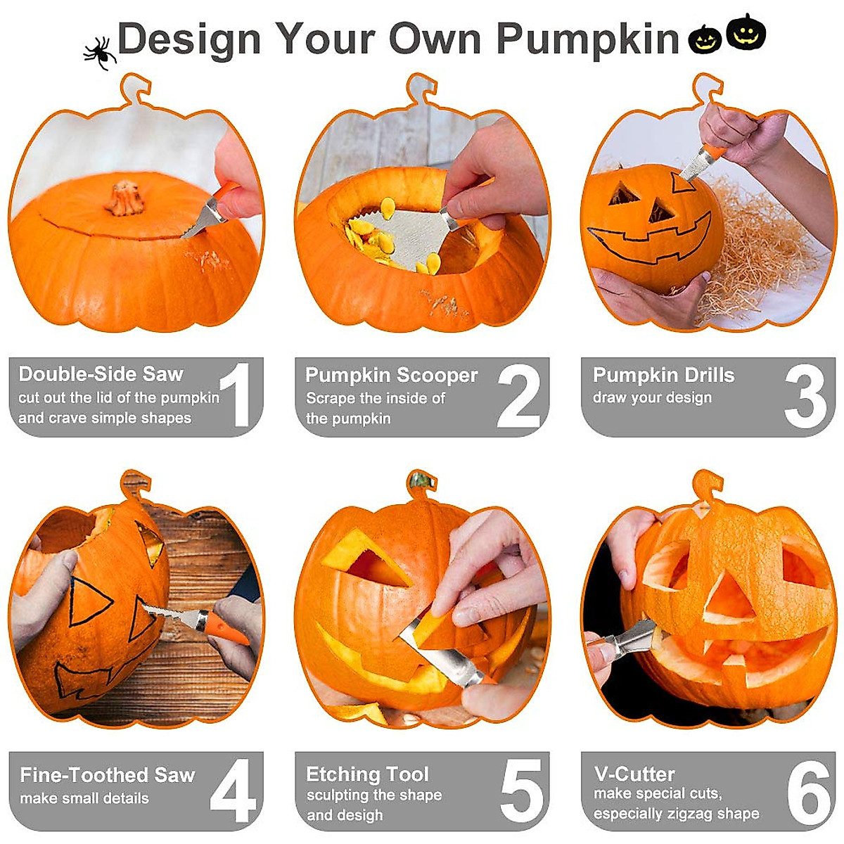 Pumpkin Carving Kit, Halloween Pumpkin Carver Tools, 9 PCS Stainless Steel Pumpkin Cutting Tools with Carrying Case for Kids, Halloween Decoration Jack-O-Lanterns