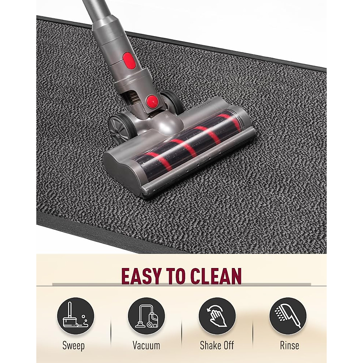 Front Door Mat Indoor Outside Entrance - Outdoor Door Mats Entry Mat Non Slip Water Absorbent Dirt Trapper Welcome Mats Doormats for Entryway Doorway - 17”x30” Black and Grey