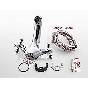 Kitchen Taps Classic Silver Bathroom Basin Faucet Mixer Toilet Faucet Double Handle Bath Faucet Hot and Cold Water Mixer Control