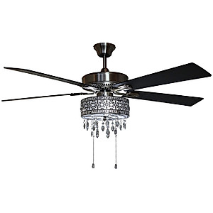 RIVER OF GOODS LED Ceiling Fan with Crystal Chandelier - 52" L x 52" W - Glam Ceiling Fan with Lights