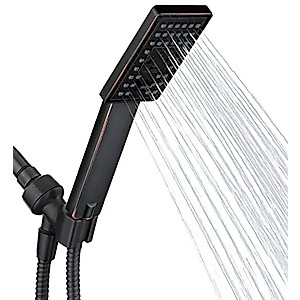 BRIGHT SHOWERS Handheld Shower Head Set High Pressure Hand Held Showerhead with 60 Inch Flexible Shower Hose and Adjustable Shower Arm Mount Bracket, 3 Spray Setting Shower Wand, Oil-Rubbed Bronze