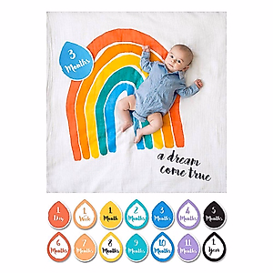 lulujo Baby First Year Milestone Blanket and Cards Set, A Dream Come True