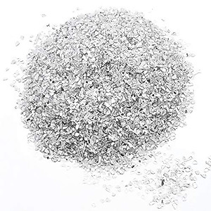BILLIOTEAM 2.2lb/1000g Decoration Crushed Glass,Reflective White Glass Gravel Pebbles Stone Beads Chips for Platinum Reflective,Resin Art,Fish Tank Aquarium Garden