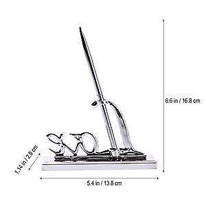 Beaupretty Wedding Signing Pen with Metal Love Sign Stand Valentines Day Engagement Guest Book Holder Set (Silver)