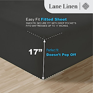 LANE LINEN 1000 TC 100% Egyptian Cotton Sheets Set Full Size Bed, Fully Elasticized Reinforced Seams Extra Deep Pocket Full Sheets Set (Never on Clearance), No Pill Fade Resistant Cooling - Black