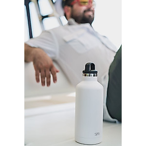 Insulated Water Bottle with 3 Lids: Straw, Flip, and Chug - Small Reusable Ascent Narrow Mouth Stainless Steel Thermos Flask, Pattern: Carrara Marble, 17oz with 3 Lids