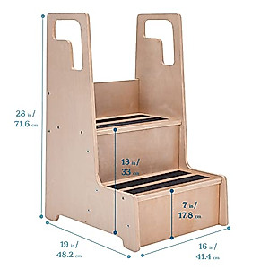 ECR4Kids Reach-Up Step Stool with Handles, Children's Furniture, Natural