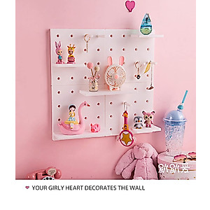 CHERSE Kawaii Room Decor Cute Floating Shelves Wall Storage Rack Hole Plate Storage Shelf for Teen Girls Dorm Bedroom Essentials (White)
