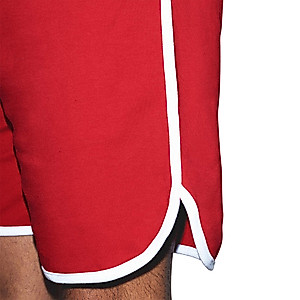 American Apparel Men's Interlock Basketball Shorts, Red/White, Medium