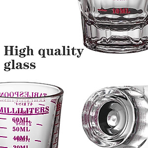 OBTANIM 6 Pack Shot Glasses, 2 oz Espresso Shot Glass Measuring Cups Set with Heavy Base Measurement 4 Tbs, 60ml for Bar Restaurants Home (Red)