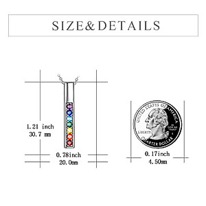 POPLYKE 925 Sterling Silver Chakra Bar Necklace Healing Crystals Pendant Necklace Chakra Jewelry Gifts for Women