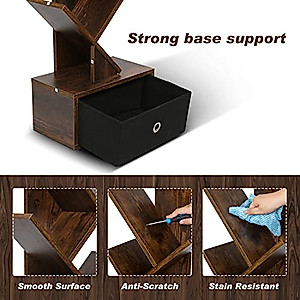 LAZYLAND Brown Bookshelf with Drawer, 6-Tier Floor Standing Tree Bookshelf, for CDs/Movies/Books, Utility Organizer Shelves for Home Office, Bedroom, Living Room