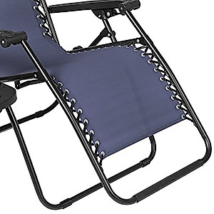 Akari Decor Extra Large Oversized XL 3-in-1 Zero Gravity Chair Patio Adjustable Recliner with Canopy Sunshade and Cupholder (Blue)