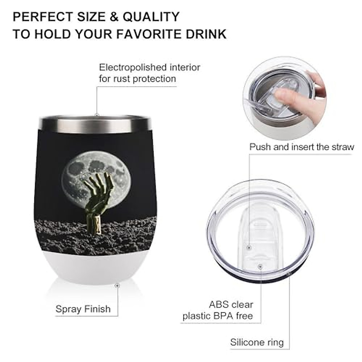 OPTKSNCU 304 Stainless Steel Insulated Cup with Lid, Zombie Earth Soil Full Moon Print Durable, And Easy to Clean – Ideal for Home, Office, And Gift Giving