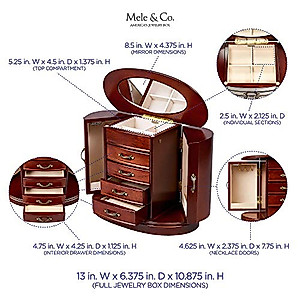 Mele & Co. Heloise Wooden Jewelry Box, Ring, Necklace, and Earring Organizer