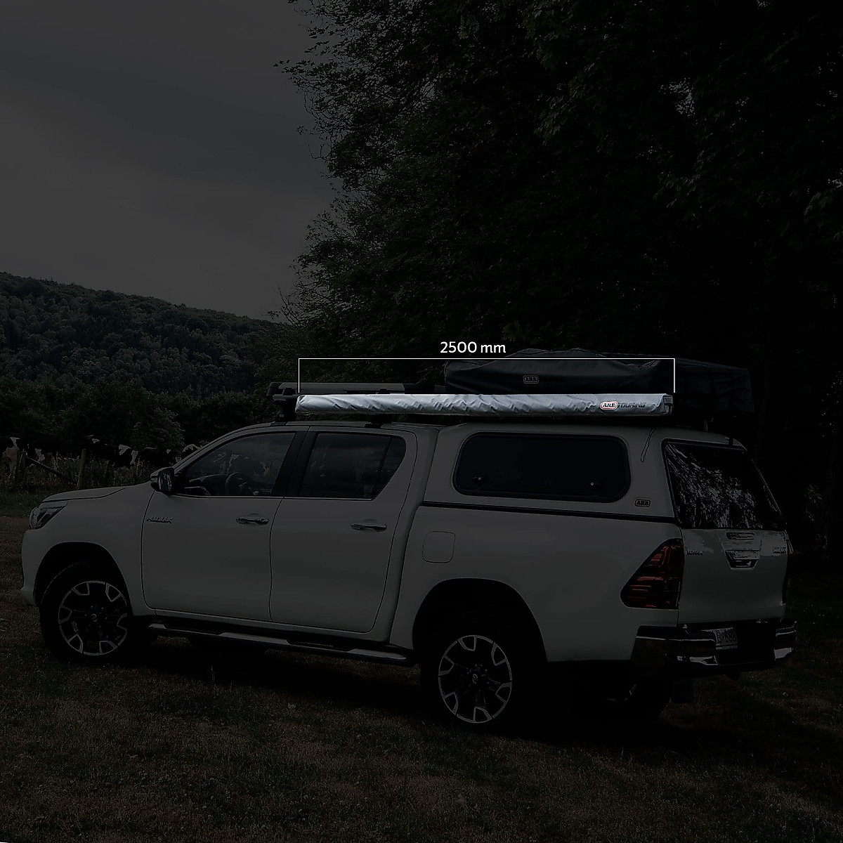 ARB 4x4 Accessories 814410 Rooftop Retractable Awning with Led Light Strip Included 2500x2500mm 8.2 Feet, Ideal for Camping, Roadtrips, Outdoor Trips, Travel, Teardrop, RV, Camper, 4x4 and SUV
