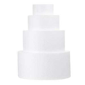 Artificial Cake Round Foam Cake Dummy Set:4pcs Tall Fake Wedding Cake DIY Foam Cake Modelling Party Decoration for Display, Arts and Crafts (6, 8, 10, 12 Inches) Cake Decorating Stand