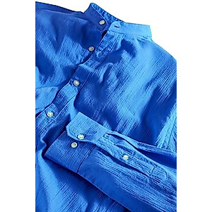 JP 1880 Menswear Big & Tall Plus Size L-8XL Shirt, Long Sleeve, crêpe Fabric, Stand-up Collar, Modern fit Strong Blue XXXX-Large 818339763