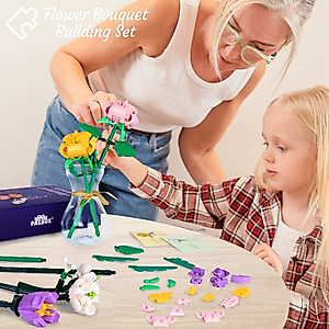 PREBOX Flower Bouquet Building Toy Sets for Girls and Adults - Best Birthday Gifts for Girl, Her, 6-8 10-12 14+ Year Old, Flowers Craft Build Blocks Kit 832 pcs
