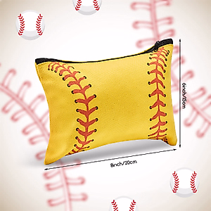 Frienda 12 Pcs Softball Makeup Bag Sport Cosmetic Bags Canvas Softball Pouch Bags Portable Makeup Pouch Bag Travel Makeup Organizer for Women Men Team Player Travel (Softball Style)