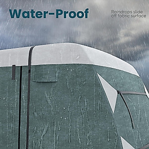 KING BIRD Upgraded Travel Trailer RV Cover, Heavy Duty 5 Layers Tearstop-Tec™ Anti-UV Top Panel, Durable Camper Cover, Fits 26.8'-29.8' Motorhome-Breathable, Water-Repellent, Rip-Stop