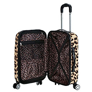 Rockland Safari Hardside Spinner Wheel Luggage, Leopard, Carry-On 20-Inch