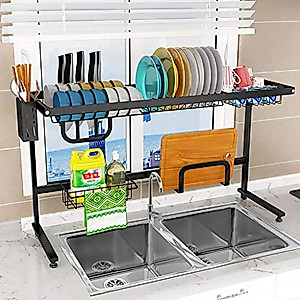 FEHUN Sinks,Stainless Steel Kitchen Sink Dish Drying Rack Drain Rack Cutlery Water Filter Tableware Organizer