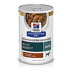 Hill's Prescription Diet w/d Multi-Benefit Digestive/Weight/Glucose/Urinary Management Vegetable & Chicken Stew Wet Dog Food, Veterinary Diet, 12.5 oz. Cans, 12-Pack