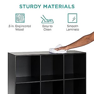 Best Choice Products 9-Cube Storage Shelf Organizer Bookshelf System, Display Cube Shelves Compartments, Customizable w/ 3 Removable Back Panels - Black