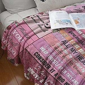 Jzufnap Gifts for Mom Blanket, Mom Blanket from Daughter, Ultra-Soft Fleece Flannel Mother Throw Blankets for Warm Birthday Present, Thanksgiving Day and Mother Day, 50" x 60"