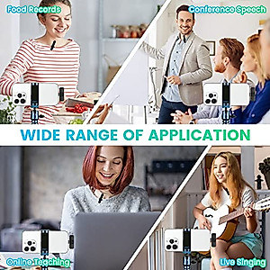 EJCC 2 Pack Wireless Microphone for iPhone iPad, Mini Wireless Clip-on Microphones for iPhone Video Recording, YouTube, Interview, TikTok, Vlog