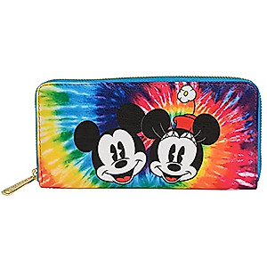Loungefly Disney Mickey Minnie Mouse Tie Dye Faux Leather Wallet Zip Around Clutch