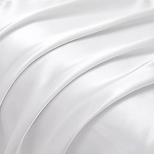 HommxJF White Satin Pillowcase Standard Set of 2 with Envelope Closure，White Silk Pillowcase for Hair and Skin (20x26)